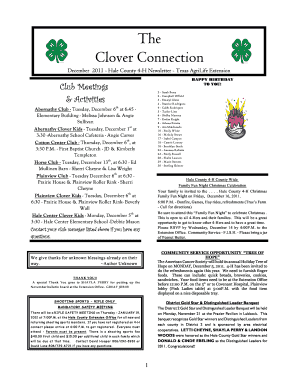 Fillable Online 4-H Clover Connection - Hale Texas AgriLife Extension ...