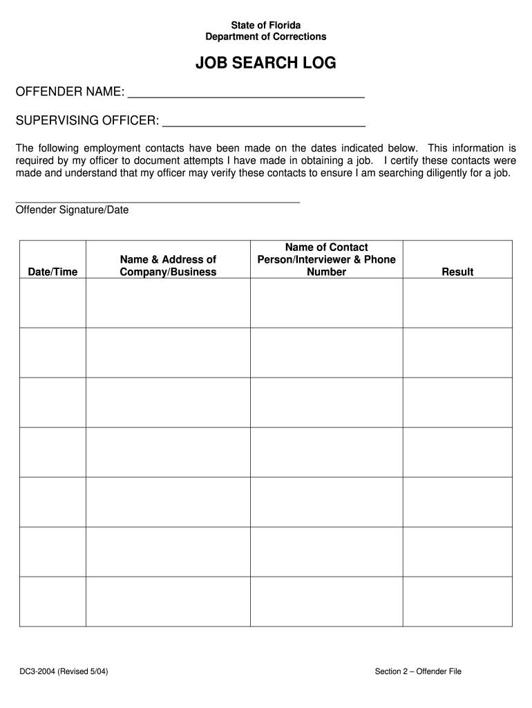 Job Search Log Fill Out Sign Online DocHub