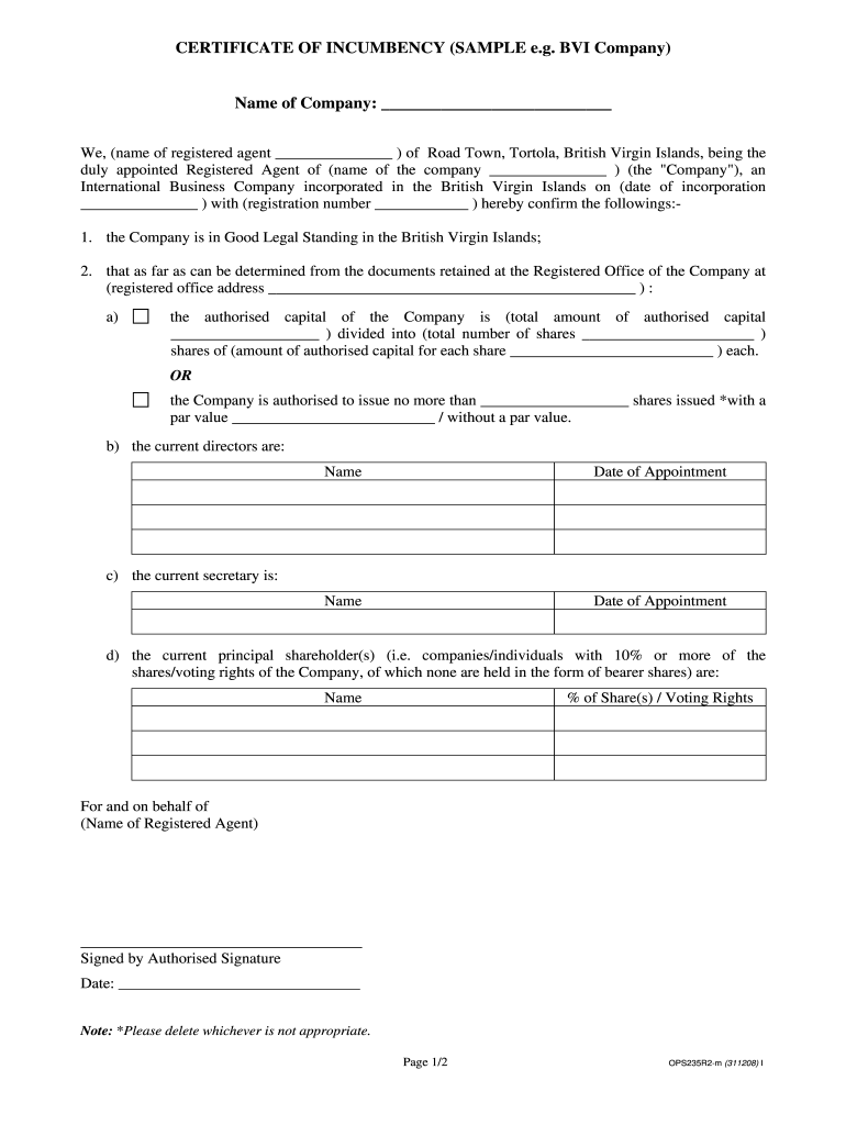 Incumbency Certification Letter Public Sample Fill Online Printable 