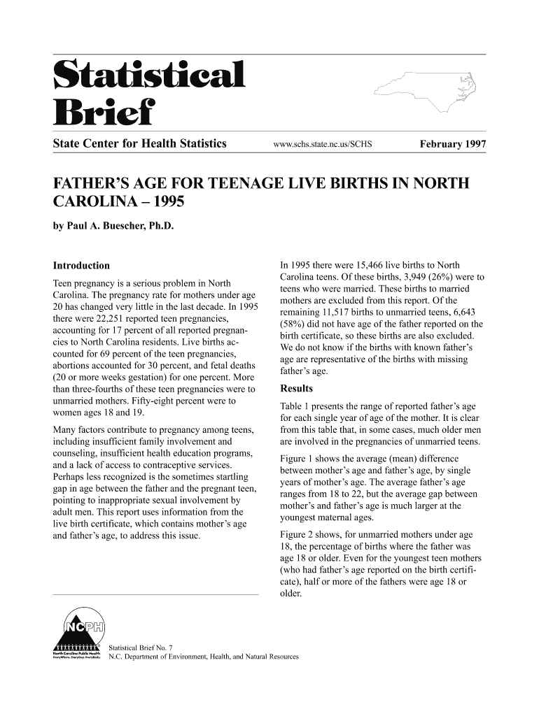 Statistical Brief 7 - NC State Center for Health Statistics: Fill out ...