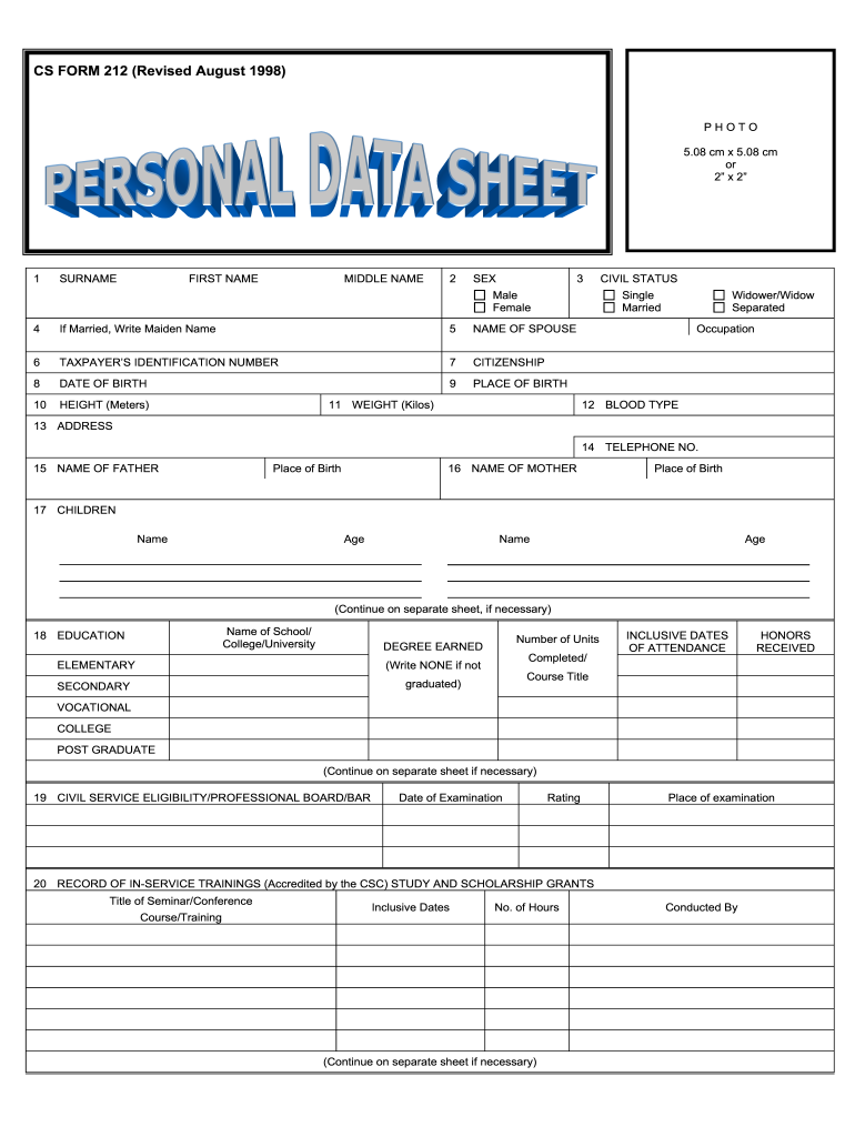 Csc Form 212 Revised 2005 Fill Online Printable Fillable Blank 