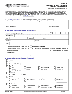 Fillable Online casa gov Form 718, Application, Certificates of ...
