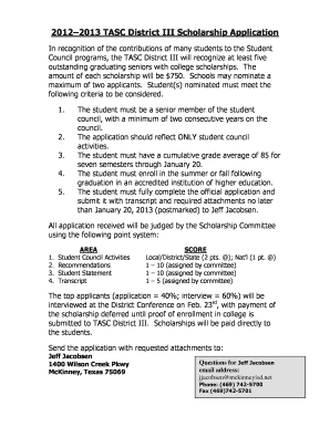 2003 2004 TASC District III Scholarship Application - TASC District 3 ...