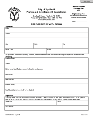 Fillable Online Site Plan Application Form - City of Ypsilanti Fax ...