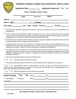 Fillable Online ci manteca ca Breed Permit Application - City of ...