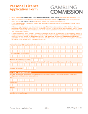 Fillable Online Personal licence application form - October 2011 ...