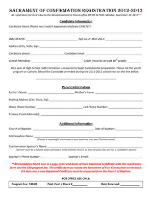 Fillable Online bscc-sa Sacrament of confirmation registration 2012 ...