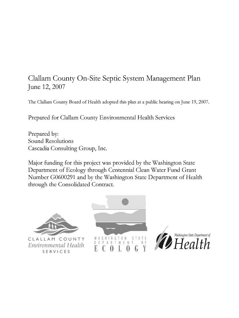 Fillable Online Clallam County On-Site Septic System Management Plan ...