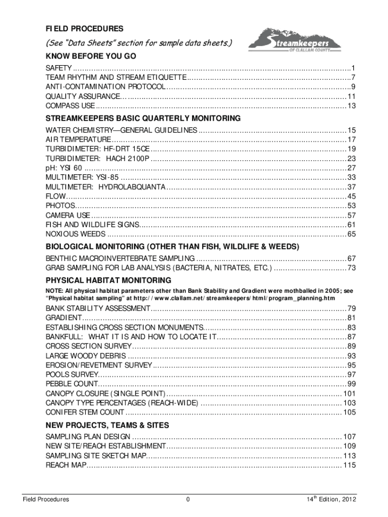 Fillable Online Streamkeepers Field Procedures Fax Email Print - pdfFiller