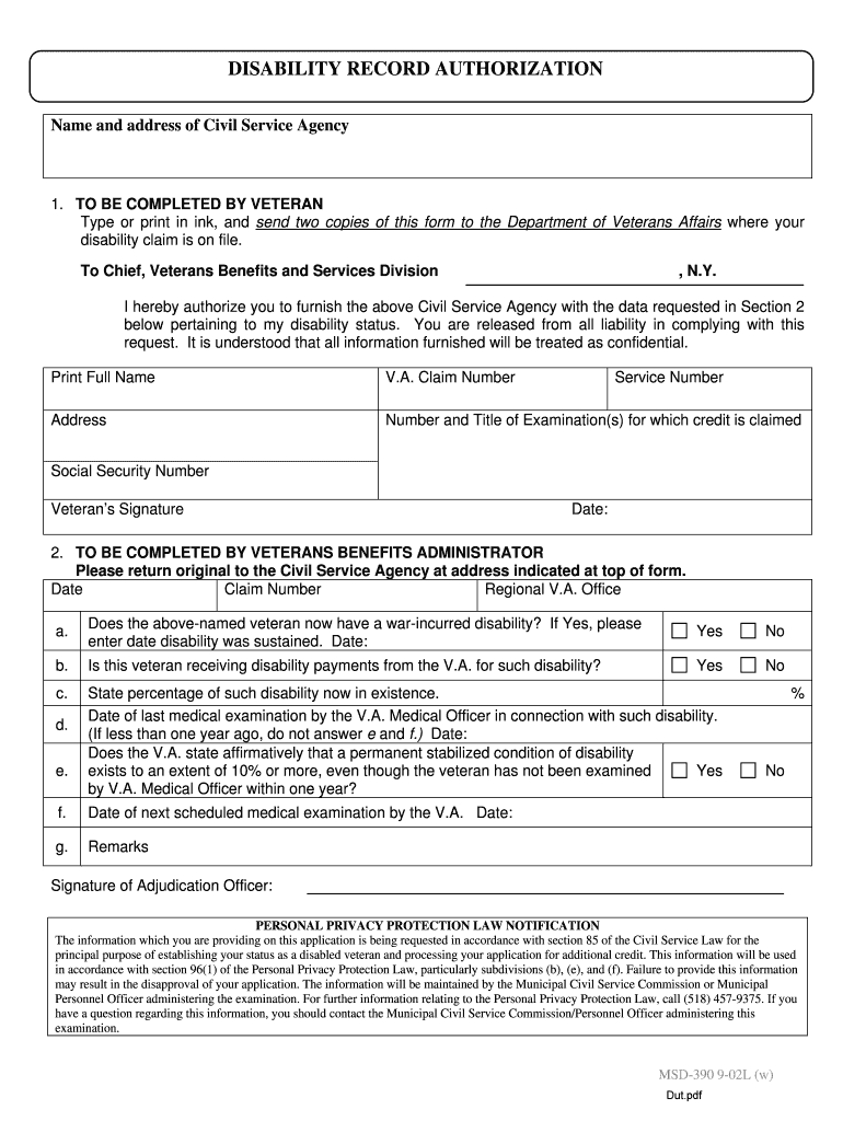 Fillable Online DISABILITY RECORD AUTHORIZATION Fax Email Print - pdfFiller