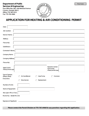 Application For Heating & Air Conditioning Permit - Rockdale County ...