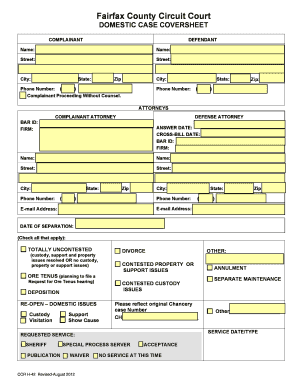Fillable Online fairfaxcounty CIVIL CASE COVERSHEET Fax Email Print ...
