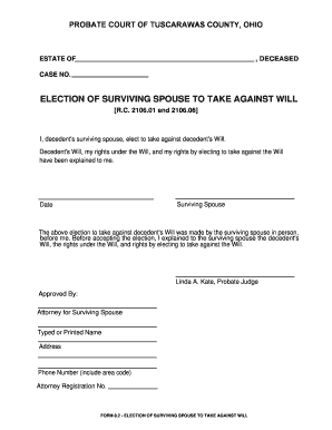 Election Of Surviving Spouse To Take Against Will - Tuscarawas County ...