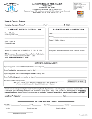 Catering Permit Application - Walla Walla County - Fill and Sign ...