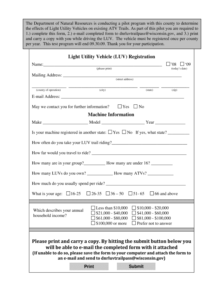 Fillable Online LUV Registration Form Fax Email Print - pdfFiller