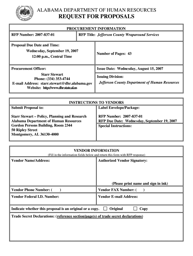 Fillable Online dhr alabama Jefferson Co Wrap RFP FINAL 08.15.07.doc ...