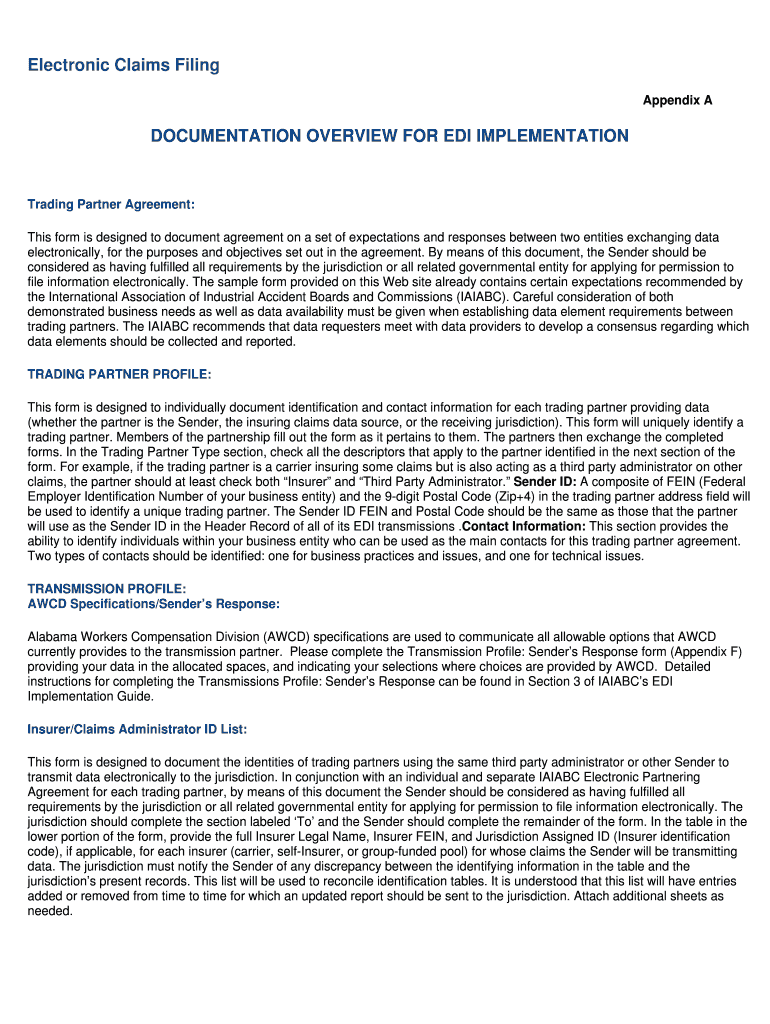 Fillable Online Documentation Overview for EDI Implementation Fax Email ...