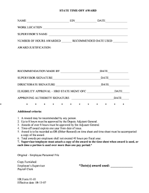 Fillable Online ut ngb army Time Off Award Form-Revised FY 08.doc - ut ...