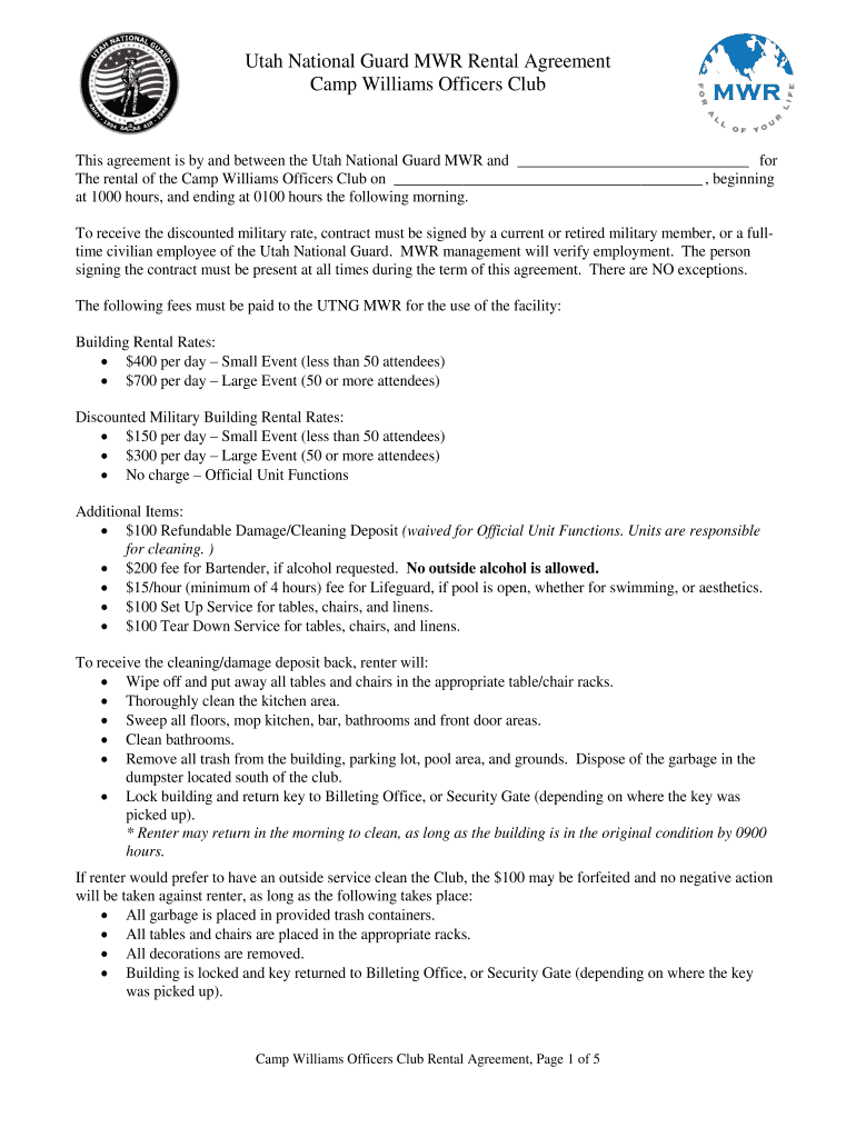 Camp williams mwr: Fill out & sign online | DocHub