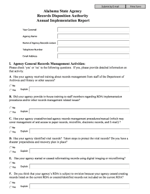 Fillable Online archives alabama State Agency Annual Reporting Form ...