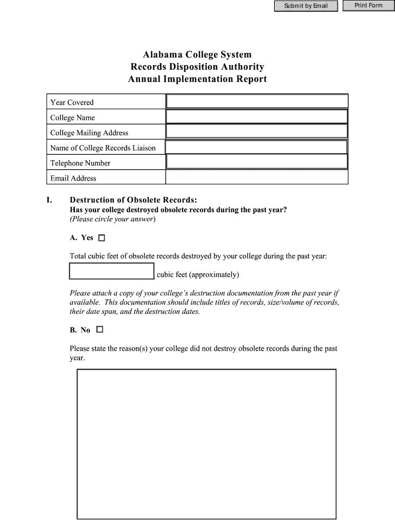 Fillable Online Alabama College System Records Disposition Authority ...