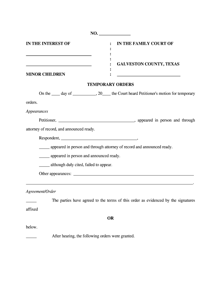 Temporary Orders Galveston County Form Get Fill Online Printable 