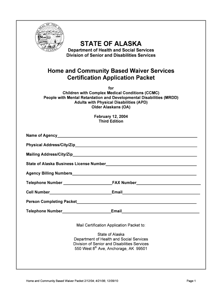 Fillable Online Home and Community Based Waiver Services Certification ...