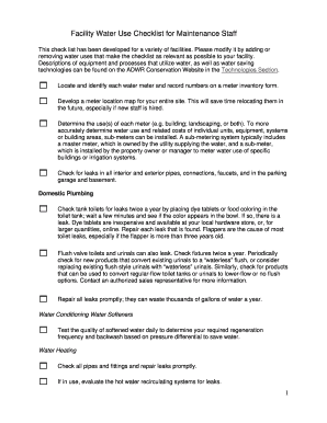 Fillable Online azwater Facility Water Use Checklist for Maintenance ...