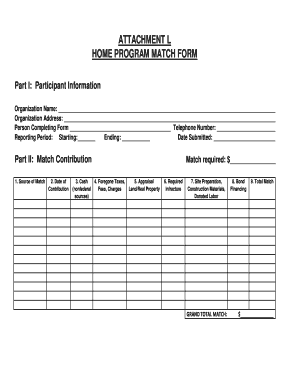 Fillable Online arkansas ATTACHMENT L HOME PROGRAM MATCH FORM Fax Email ...