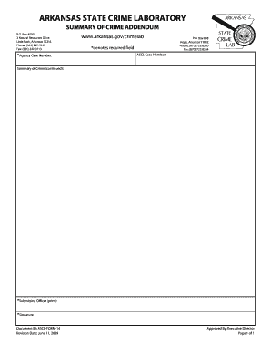 Fillable Online crimelab arkansas ARKANSAS STATE CRIME LABORATORY Fax ...
