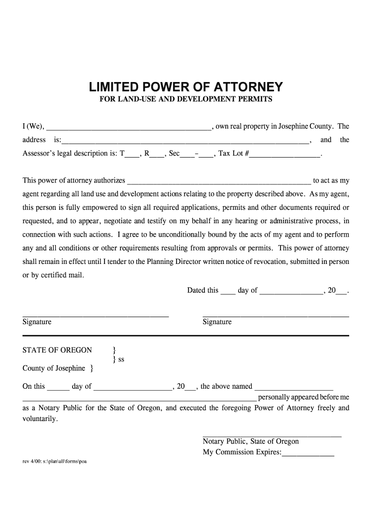 Fillable Online co josephine or LIMITED POWER OF ATTORNEY - Josephine ...