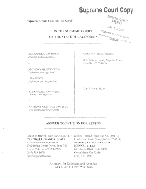 Fillable Online courts ca Van Horn v. Watson - Supreme Court of ...