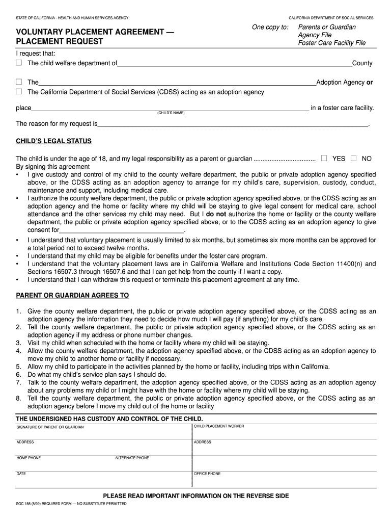 Fillable Online Voluntary Placement Agreement Fax Email Print - pdfFiller
