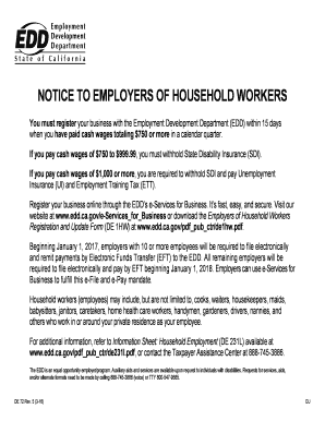 Fillable Online edd ca NOTICE TO EMPLOYERS OF HOUSEHOLD WORKERS Fax ...
