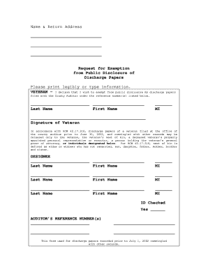 Fillable Online Request for Exemption from Public Disclosure of ...