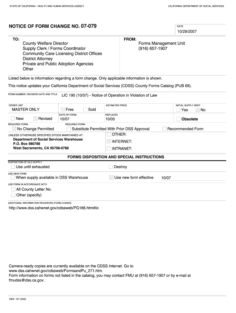 Fillable Online NOTICE OF FORM CHANGE Fax Email Print - pdfFiller