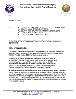 SUBJECTS: TERM LIFE INSURANCE AND ENDOWMENT LIFE INSURANCE - Fill and ...