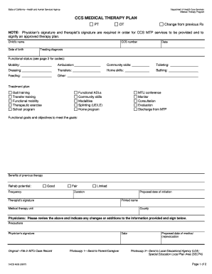 CCS Medical Therapy Plan - Department Of Health Care Services ...