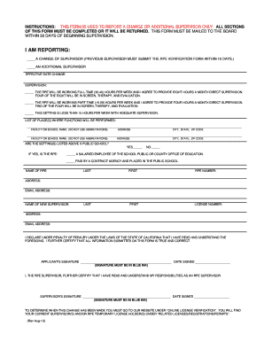 Fillable Online Supervisor Reporting a Change - Speech-Language ...