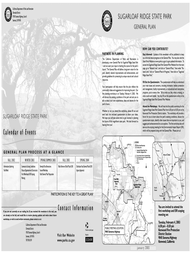 Fillable Online Sugarloaf Ridge State Park General Plan Fax Email Print ...