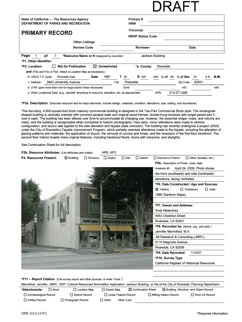 Fillable Online Primary Record: Jackson Building Fax Email Print ...