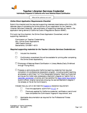 Fillable Online ctc ca LIBRARY-NBC Teacher Librarian Services Credential for Individuals ...