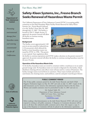 Fillable Online dtsc ca Hazardous Waste Permit Renewal - the Department ...