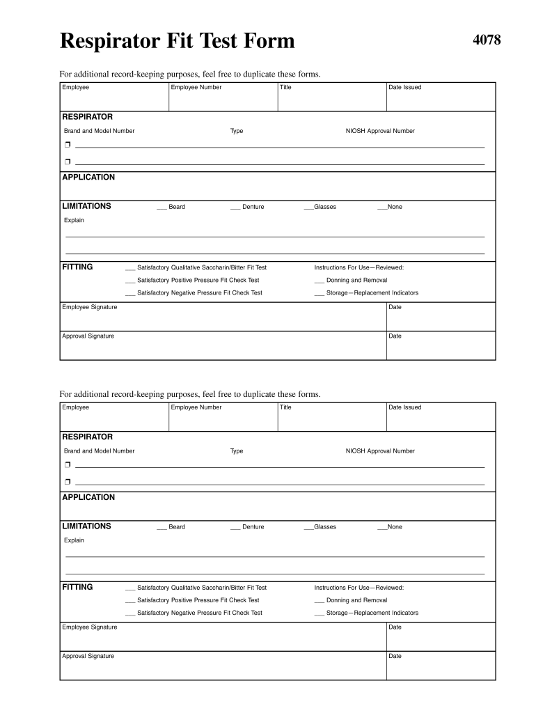 Printable Respirator Fit Test Form Template Printable Word Searches