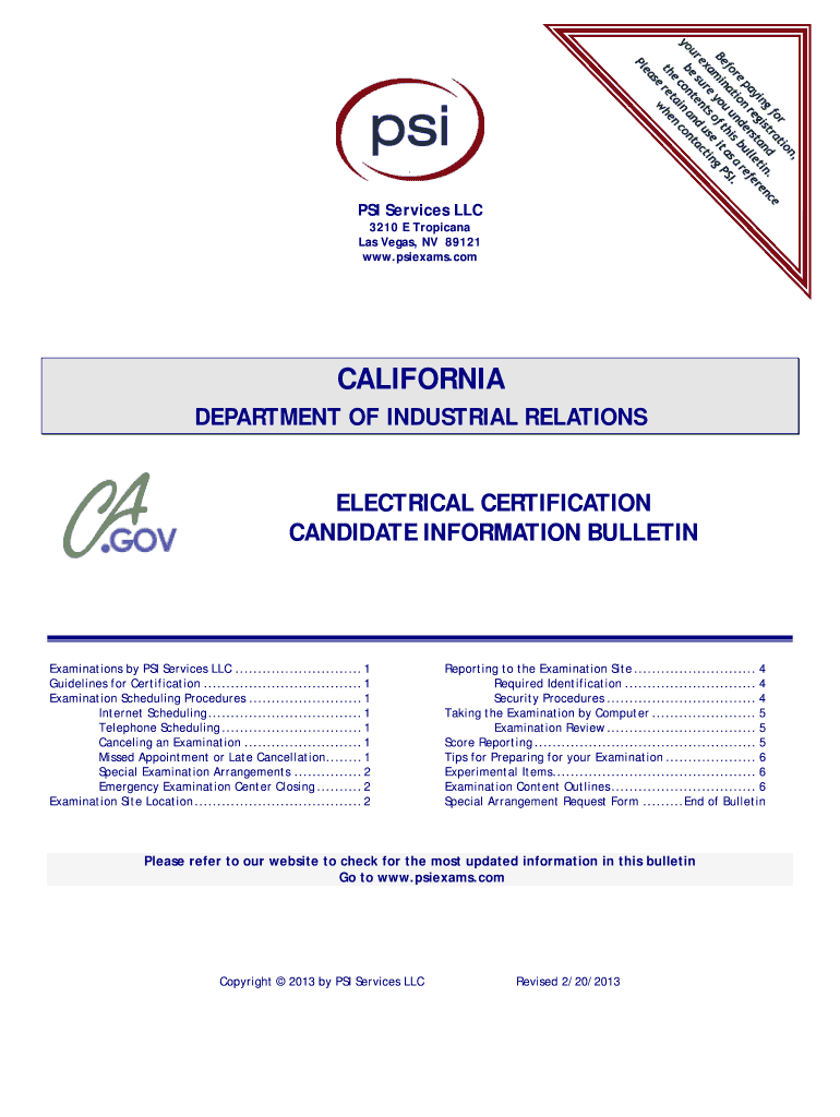 Electrical Certification Candidate Information Bulletin - California ...