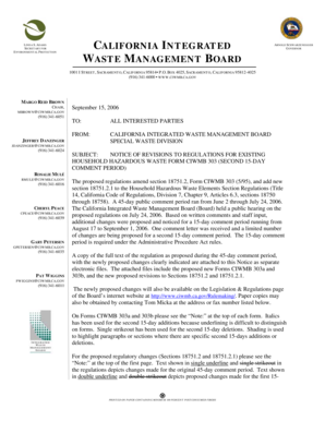 Fillable Online calrecycle ca Sept. 2006: Notice of a 2nd 15-Day ...