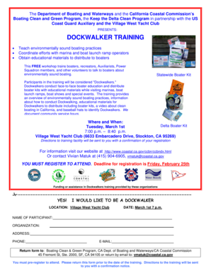 Fillable Online coastal ca Dockwalker Training Flyer and Registration ...