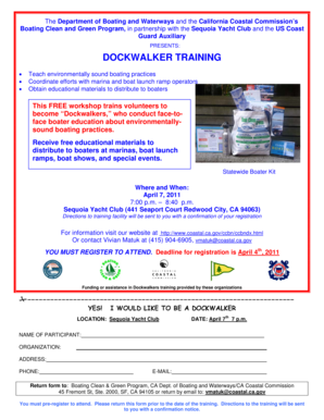 Fillable Online coastal ca Dockwalker Training Flyer and Registration ...