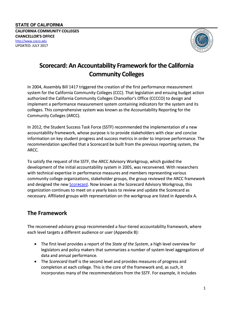 Scorecard: An Accountability Framework for the California: Fill out ...