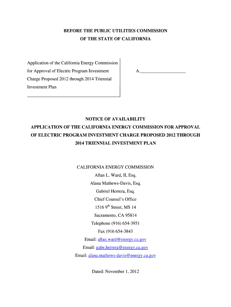 Notice of Availability of Application of The California Energy - energy ...